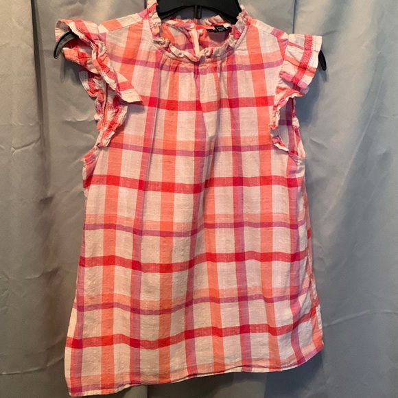 a.n.a | Tops | Anna Ruffle Sleeve Plaid Blouse Xs | Poshmark